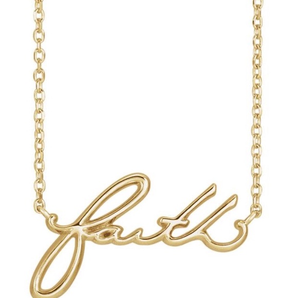 Jewelry | 14k Gold Faith Script Font Necklace | Poshmark
